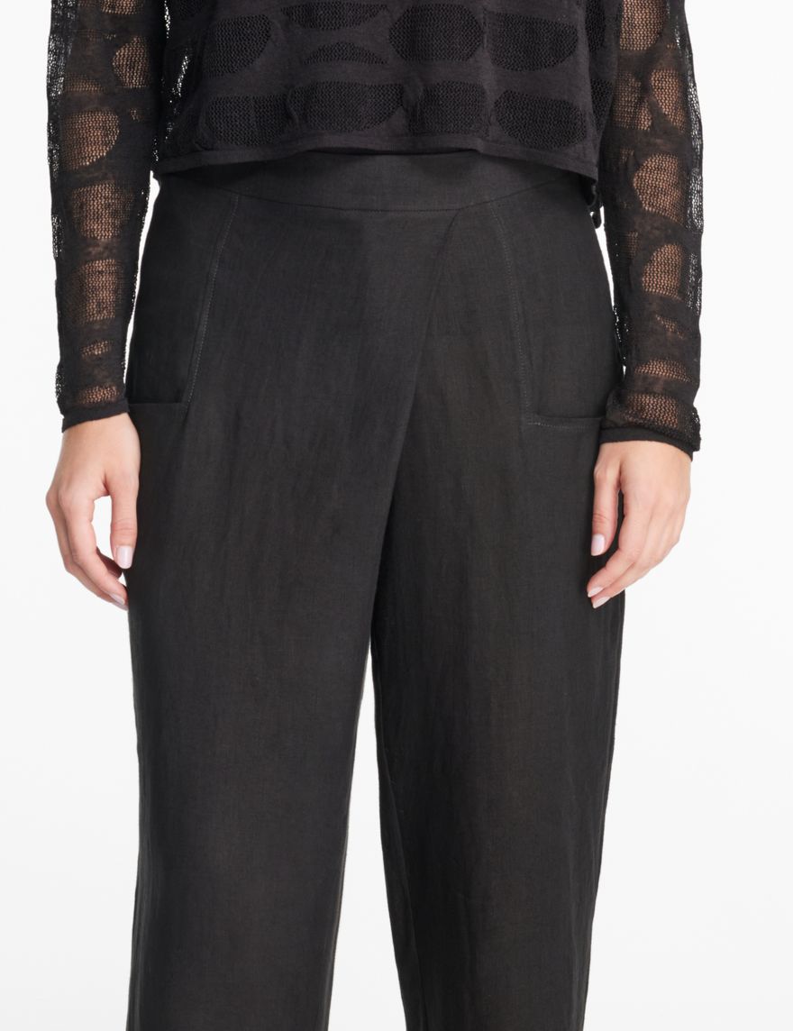 Black linen linen pants - pleated by Sarah Pacini