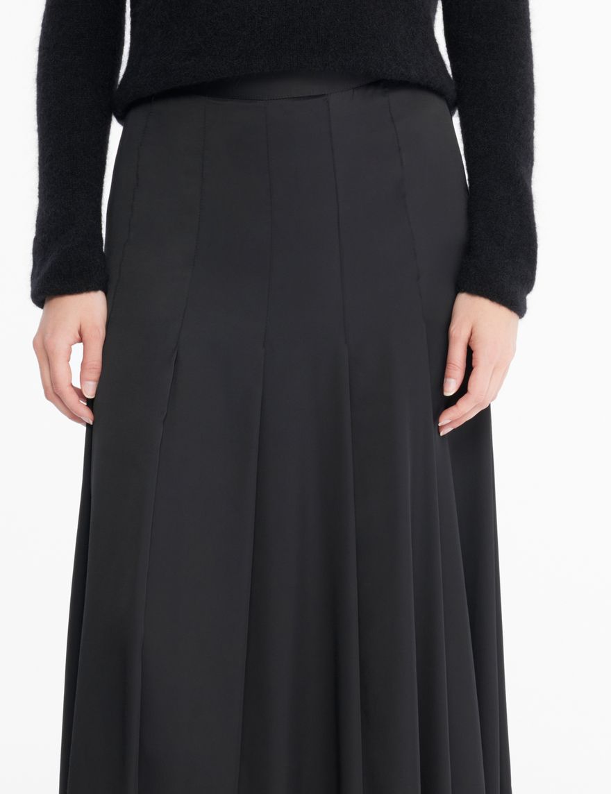 Zwarte wijde rok - satijnwol - Sarah Pacini