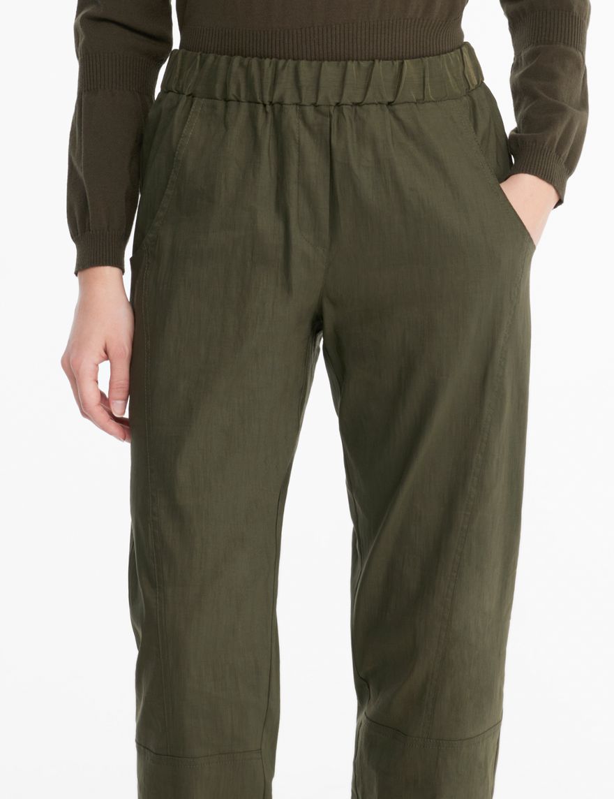 Pantalon lin stretch - détails jeans Sarah Pacini - Vert