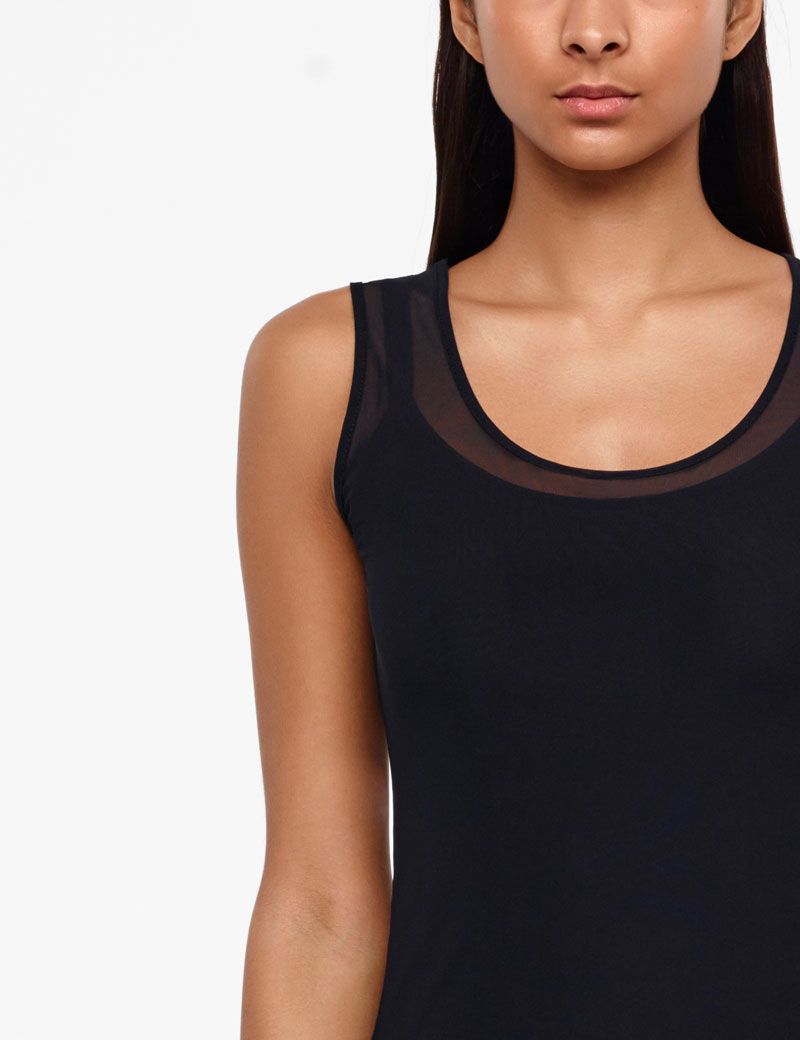 Black polyamide translucent top - anaïs by Sarah Pacini