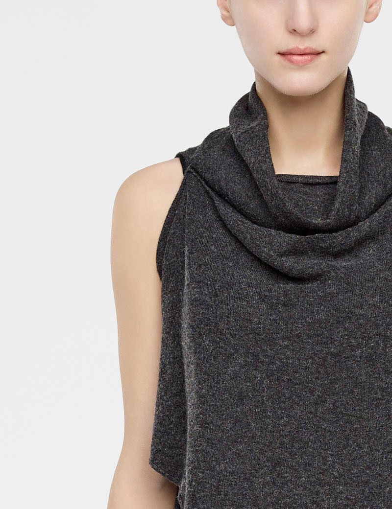 Grey nylon sweater with versatile panel by Sarah Pacini