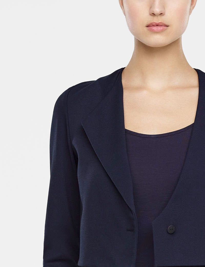 Blue viscose cropped jacket by Sarah Pacini