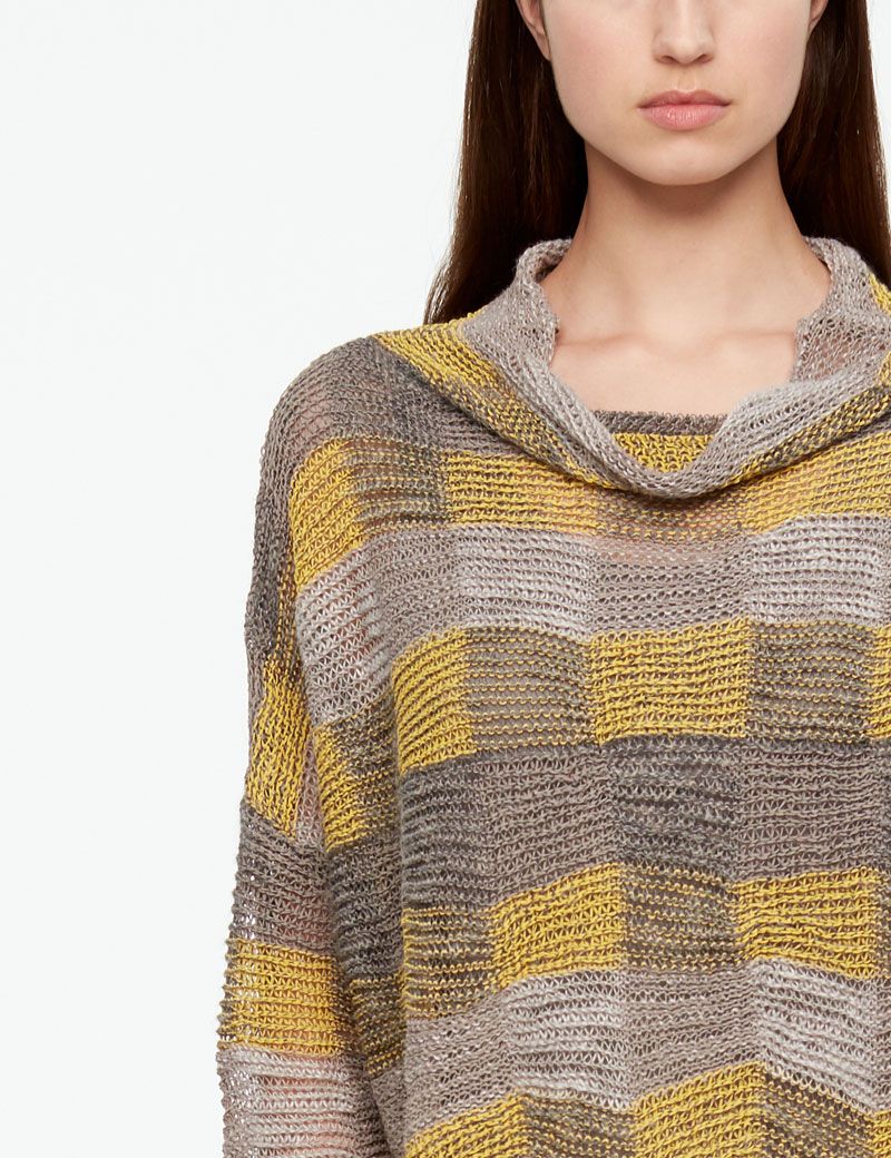 Pull en lin - damier Sarah Pacini - Jaune