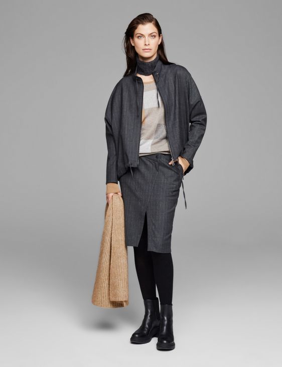 Grey gabardine jacket - pinstripes by Sarah Pacini