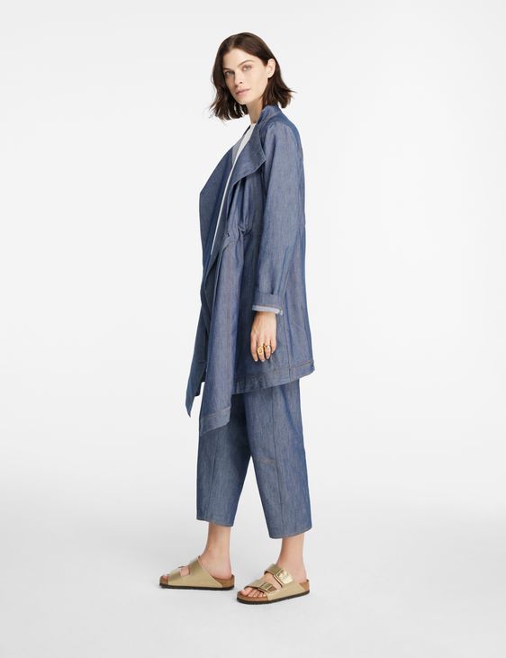 Veste en jeans - ceinture à nouer Sarah Pacini - Stone