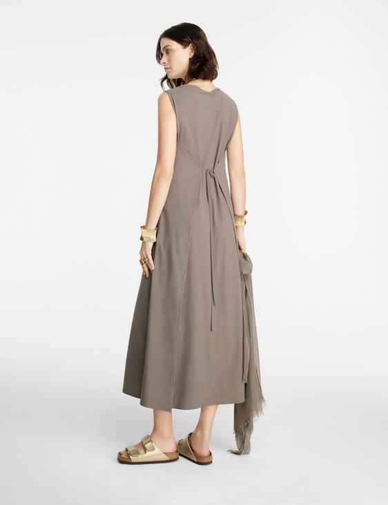 Taupe maxi-jurk - technostof - Sarah Pacini