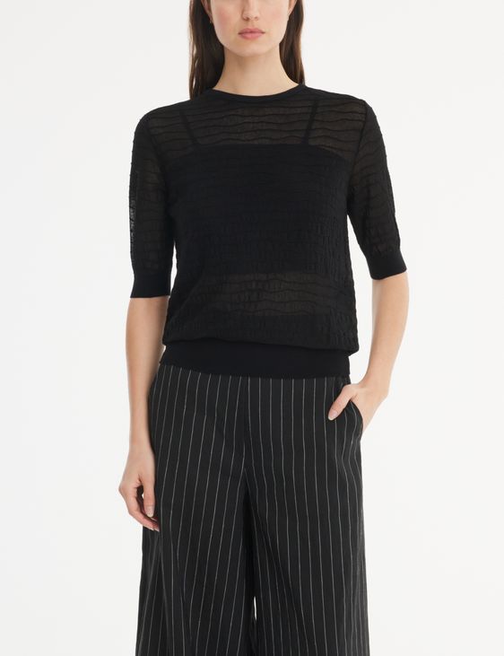 Black viscose sweater - zen jacquard by Sarah Pacini