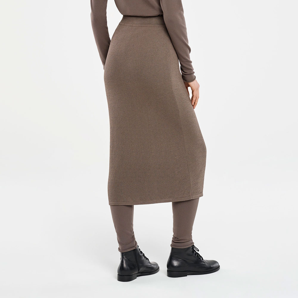 Taupe maxi skirt - translucent panel by Sarah Pacini
