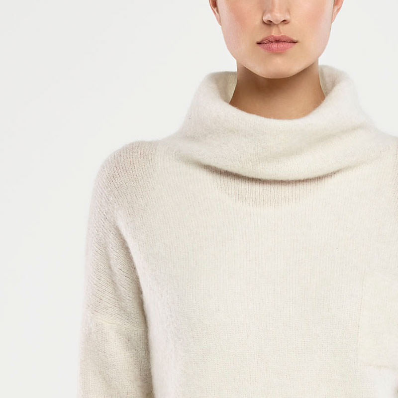 White mohair mohair sweater - cowl neck by Sarah Pacini