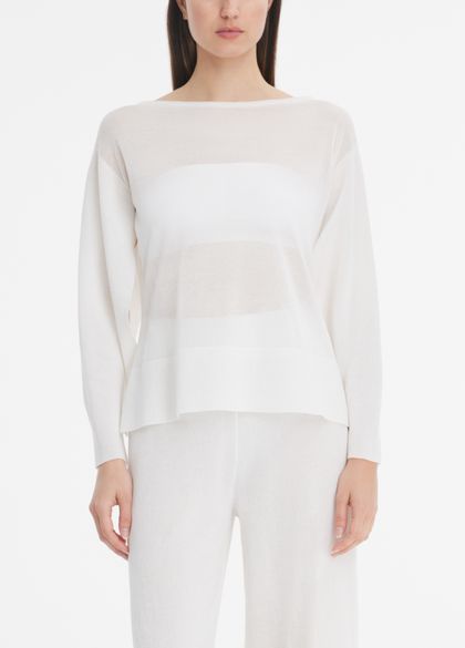 Witte trui met ronde hals - mouwsplit - Sarah Pacini